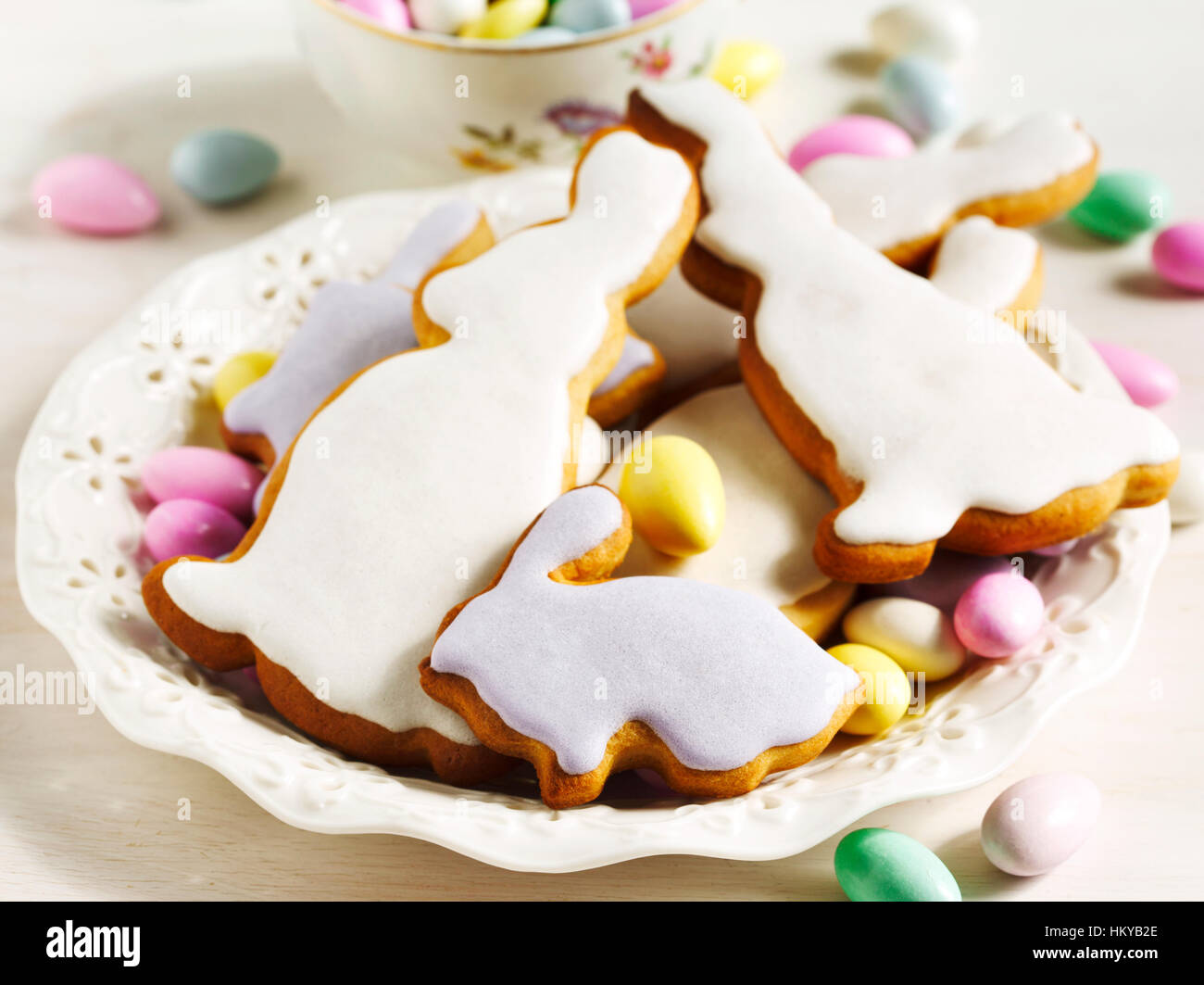 Easter cookies and almond candy Stock Photo - Alamy