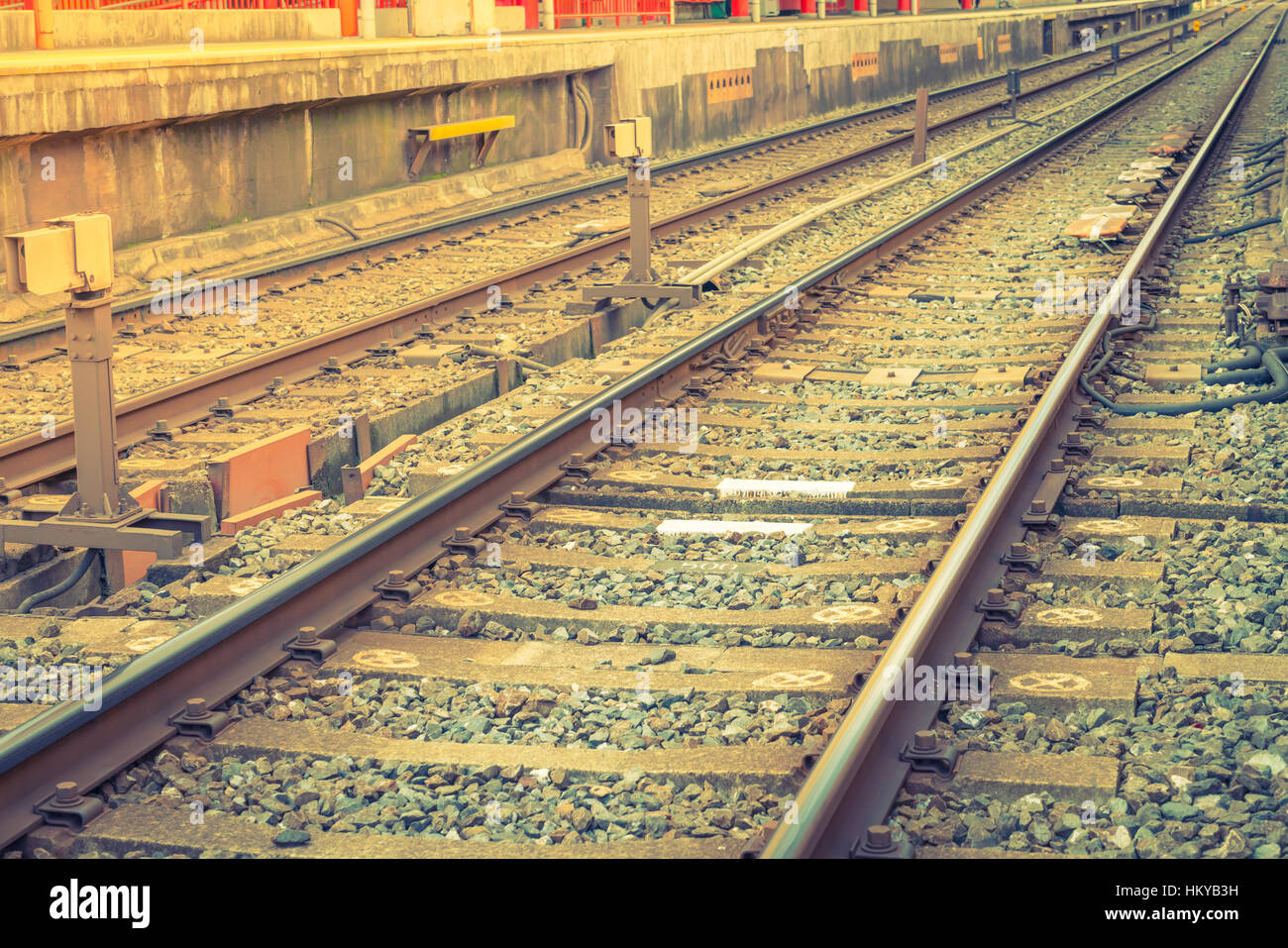 Japan train station ( Filtered image processed vintage effect Stock ...