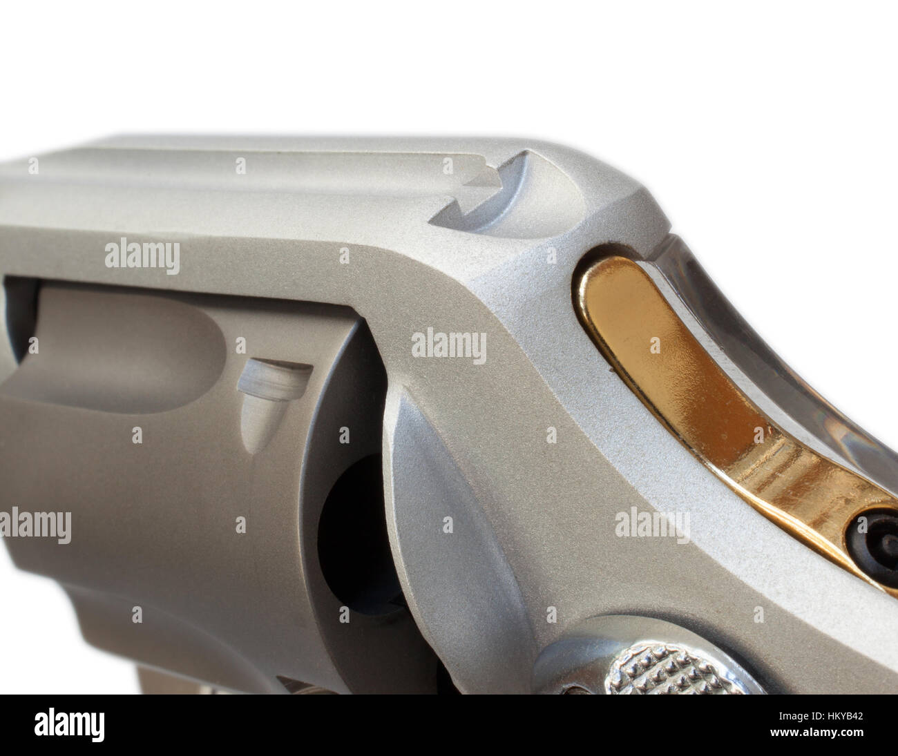 Trough rear sight on a revolver isolated on white Stock Photo - Alamy