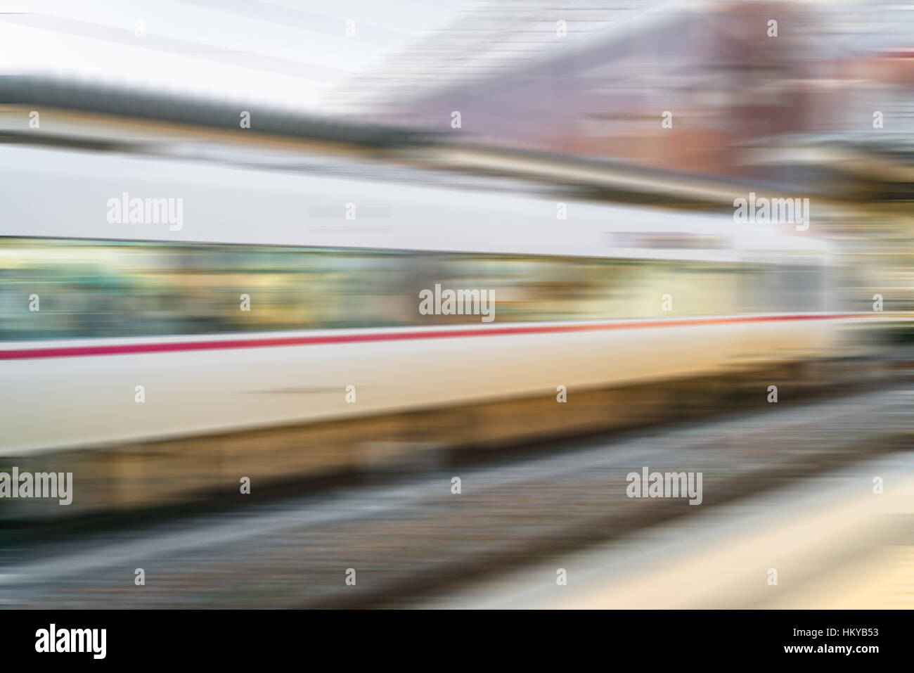 Abstract blur Train pulling into the train station Stock Photo - Alamy