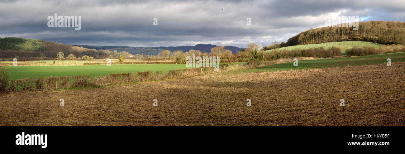 Winter landscape in the Welsh Borders near Presteigne, Powys, Wales, UK ...