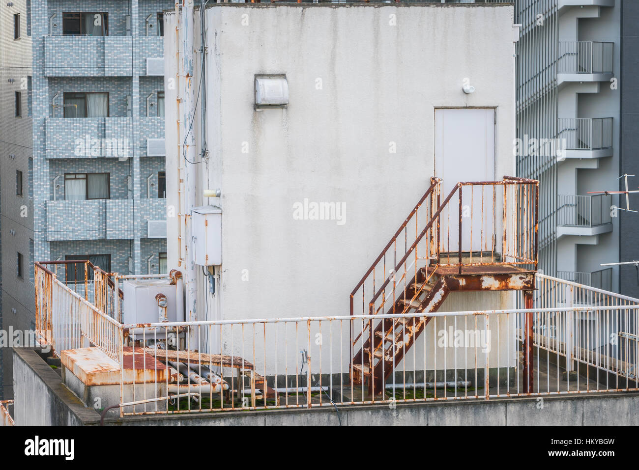 Metal fire escape outside building Stock Photo - Alamy