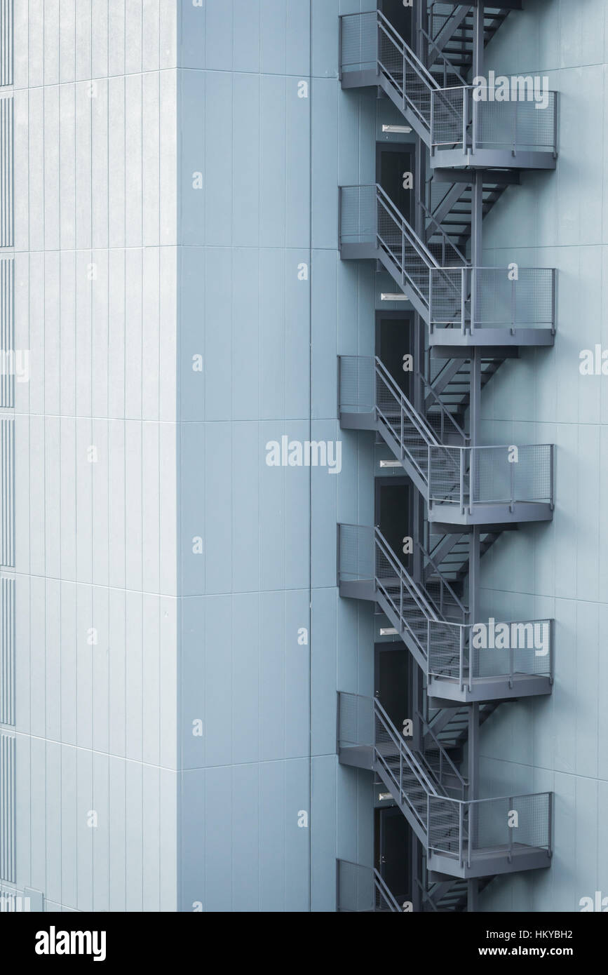 Metal fire escape outside building Stock Photo - Alamy