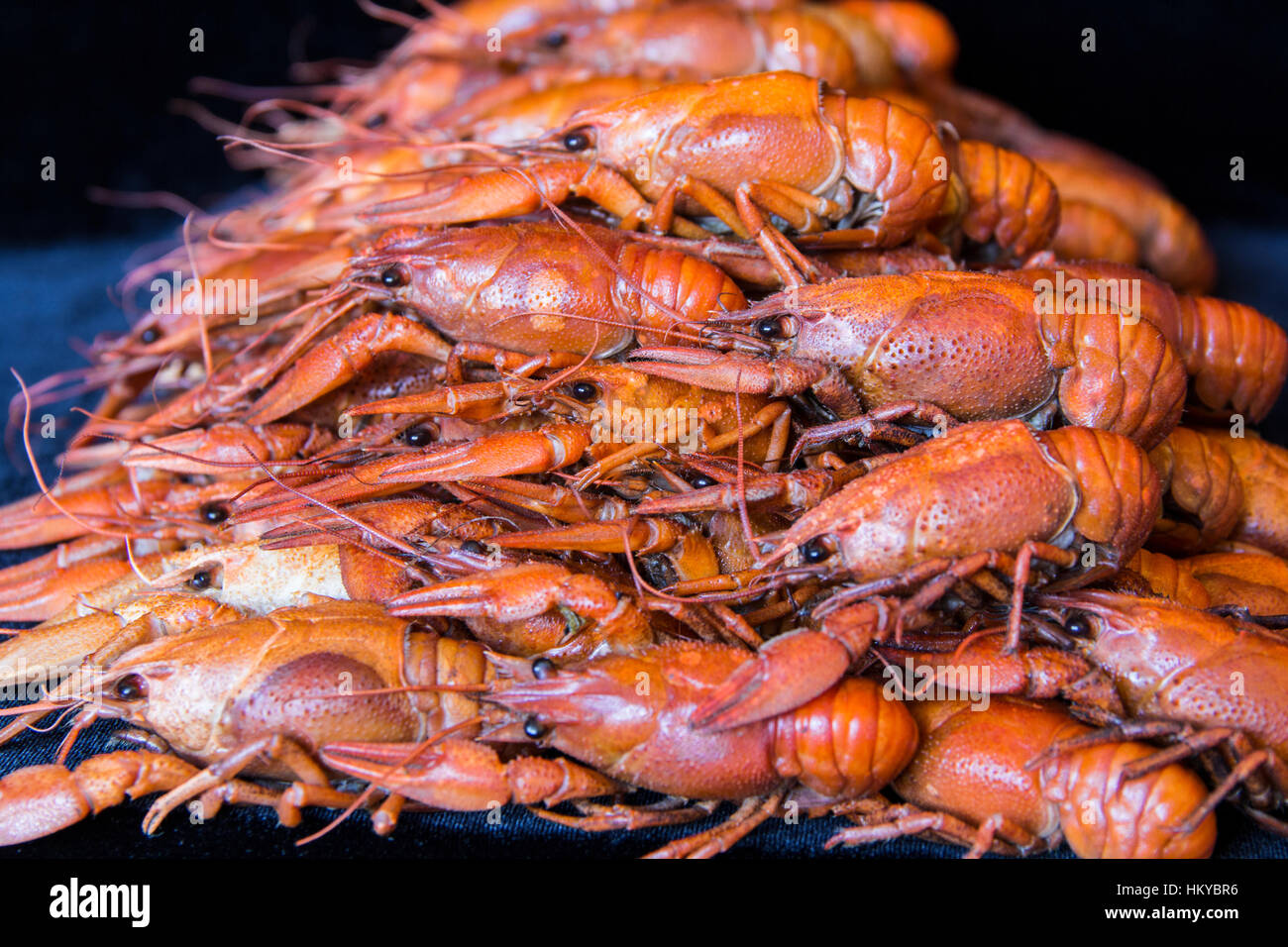 Photo of background with red boiled crawfishes Stock Photo - Alamy
