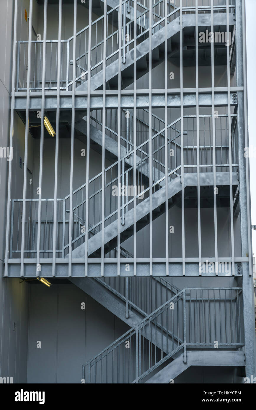 Metal fire escape outside building Stock Photo - Alamy