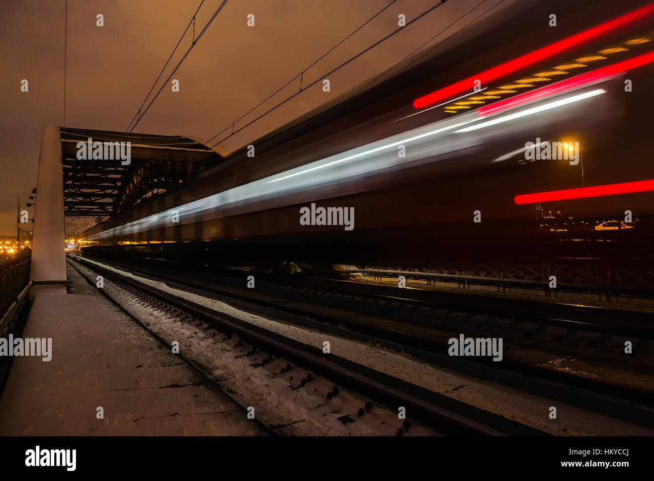 railroad train fast motion Stock Photo - Alamy