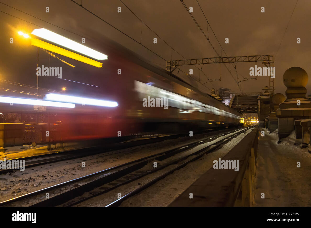 railroad train fast motion Stock Photo - Alamy