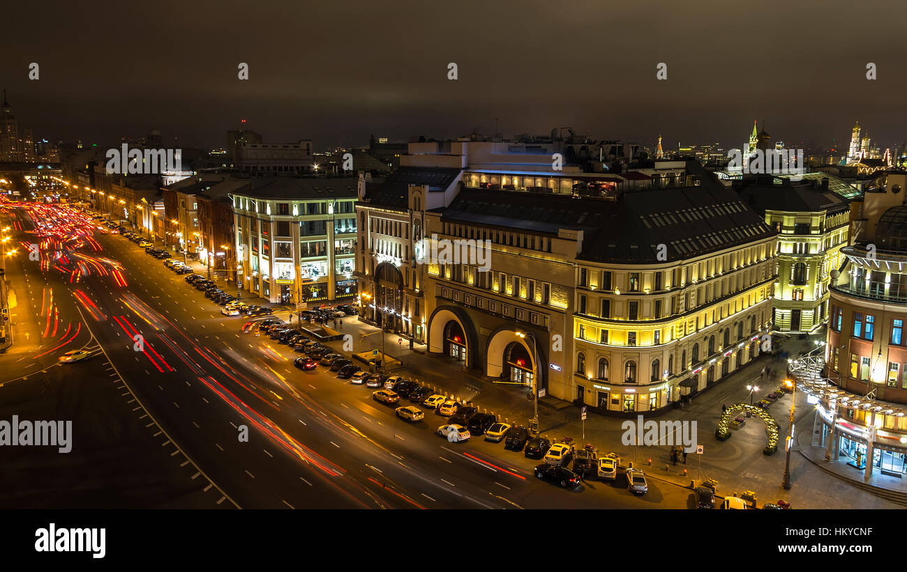 panorama of urban roofs and night traffic Stock Photo - Alamy
