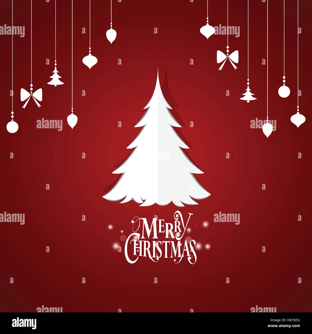 Merry Christmas greeting card with origami Christmas tree, vector ...