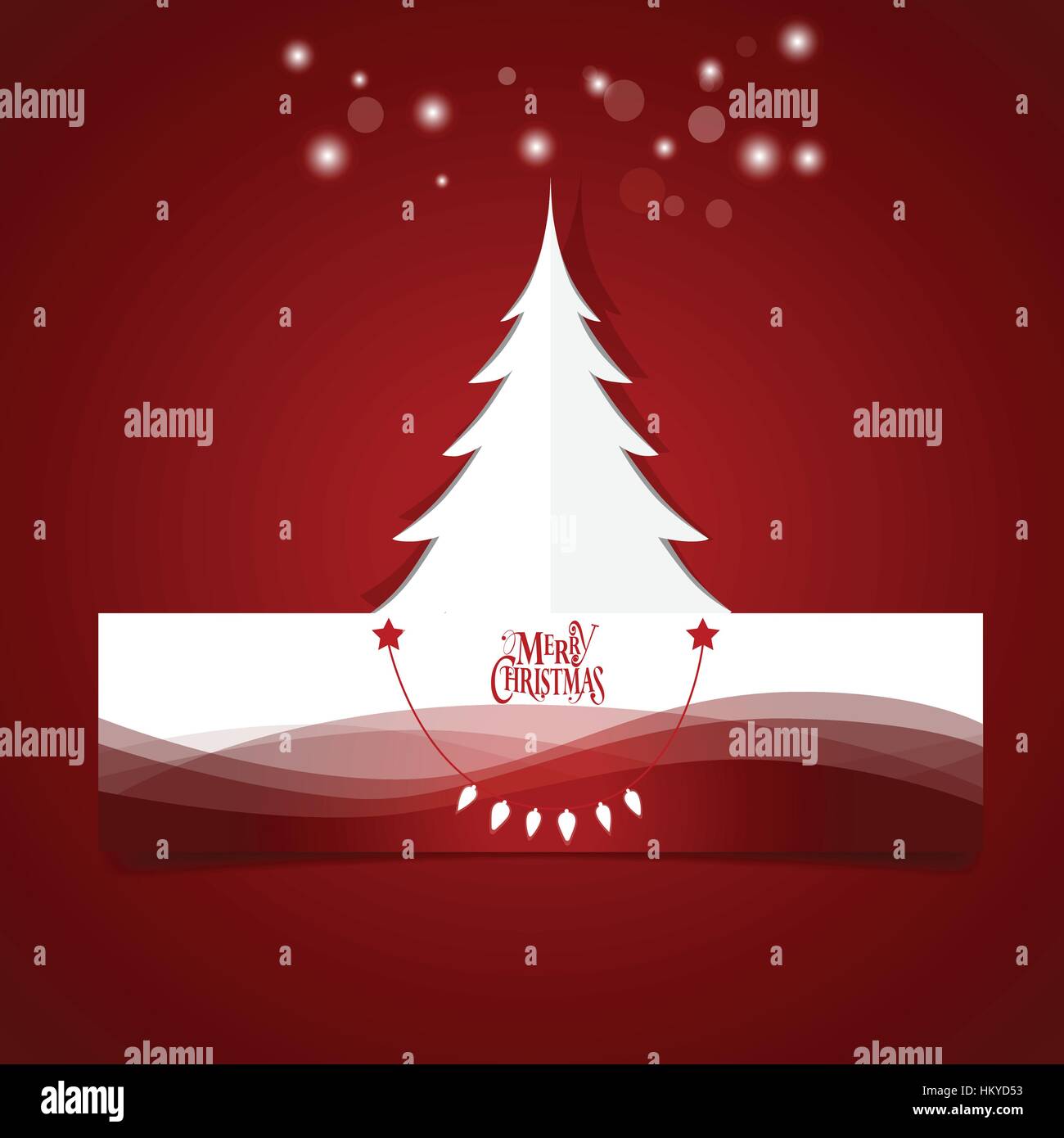 Merry Christmas greeting card with origami Christmas tree, vector ...