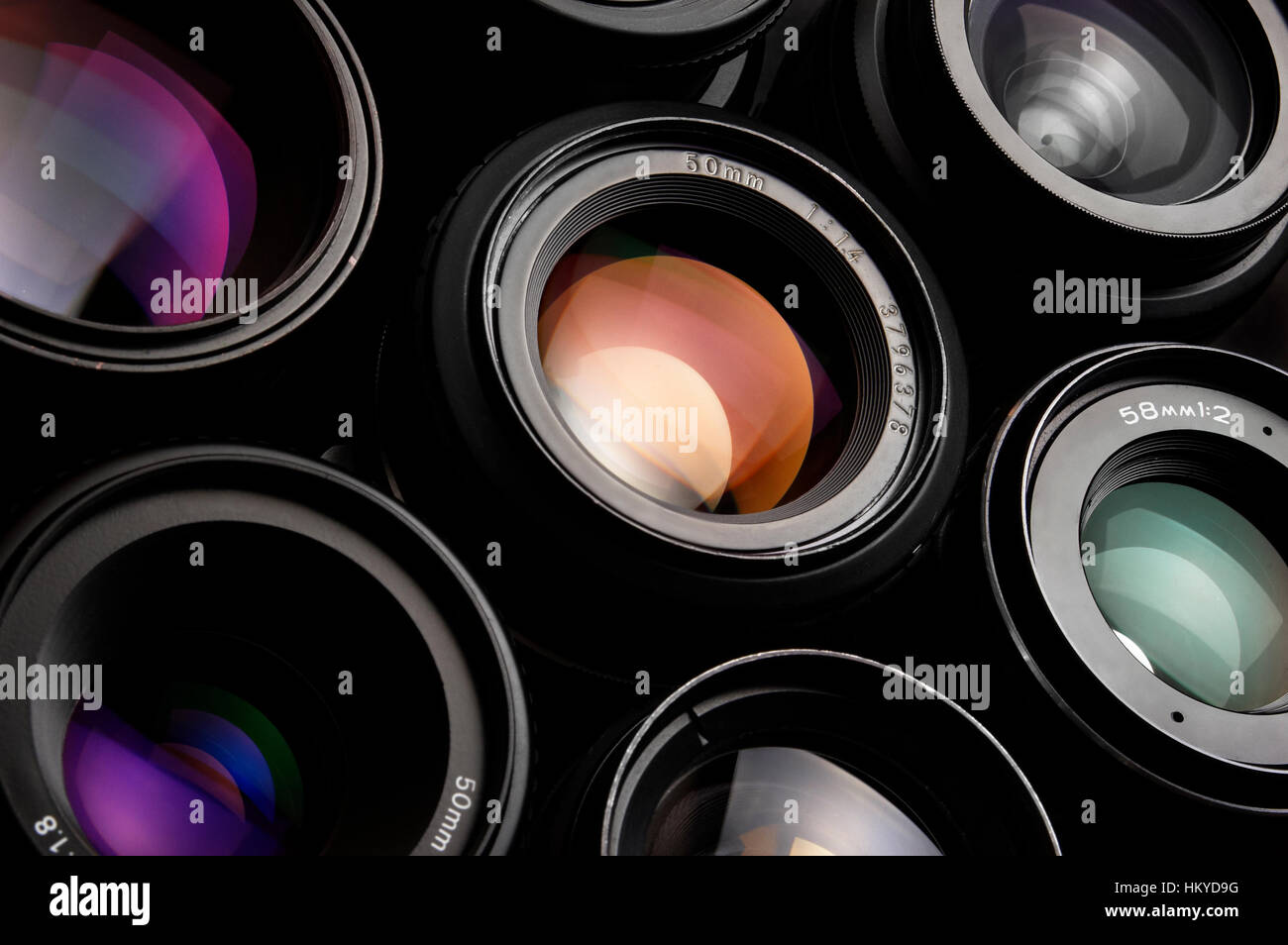 Group of colorful camera lenses Stock Photo - Alamy