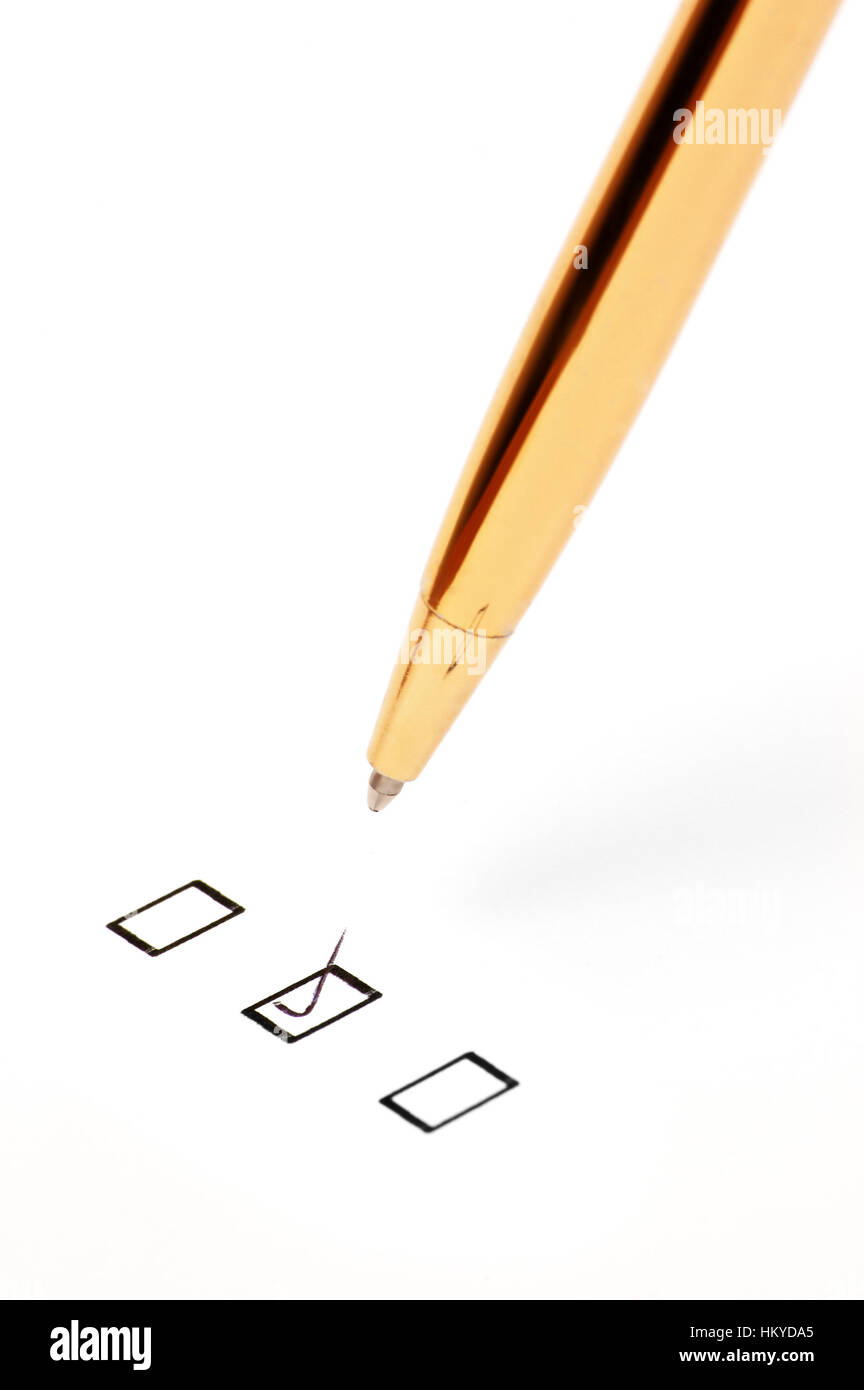 check box and pen, isolated on white background Stock Photo - Alamy