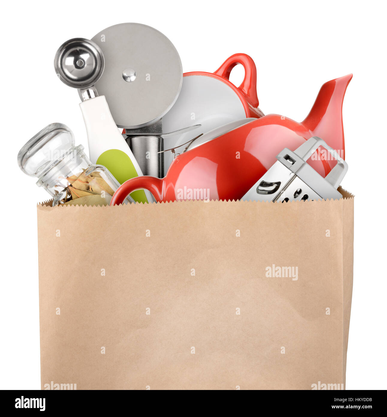 bag with kitchen equipment isolated with on white background Stock ...