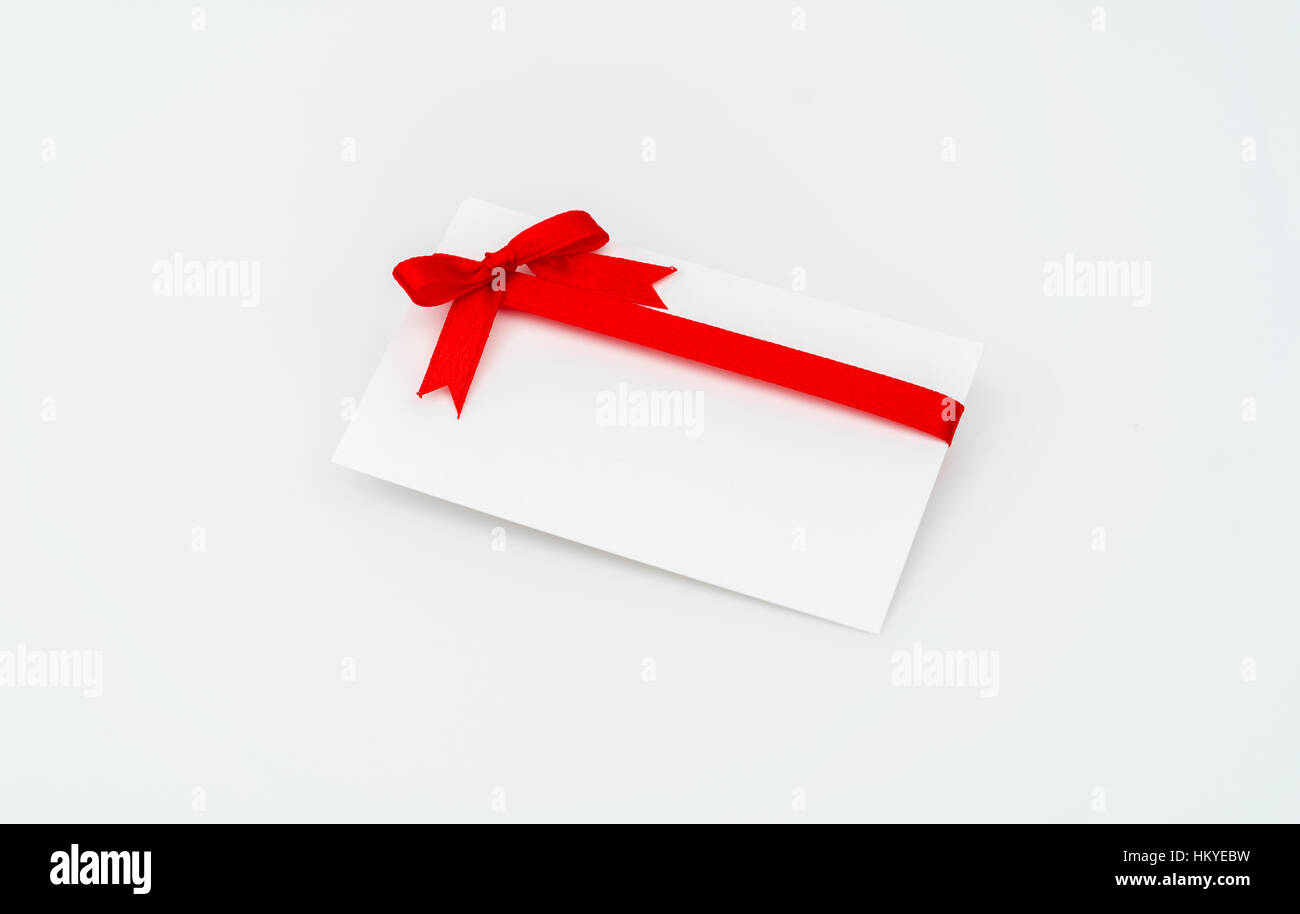 Card with red ribbons bows Stock Photo - Alamy