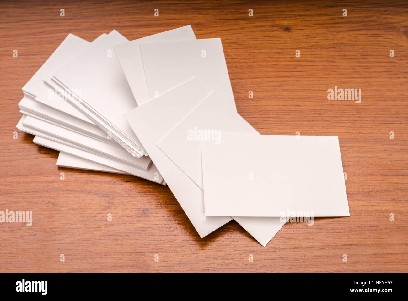 Business cards on wood table Stock Photo - Alamy