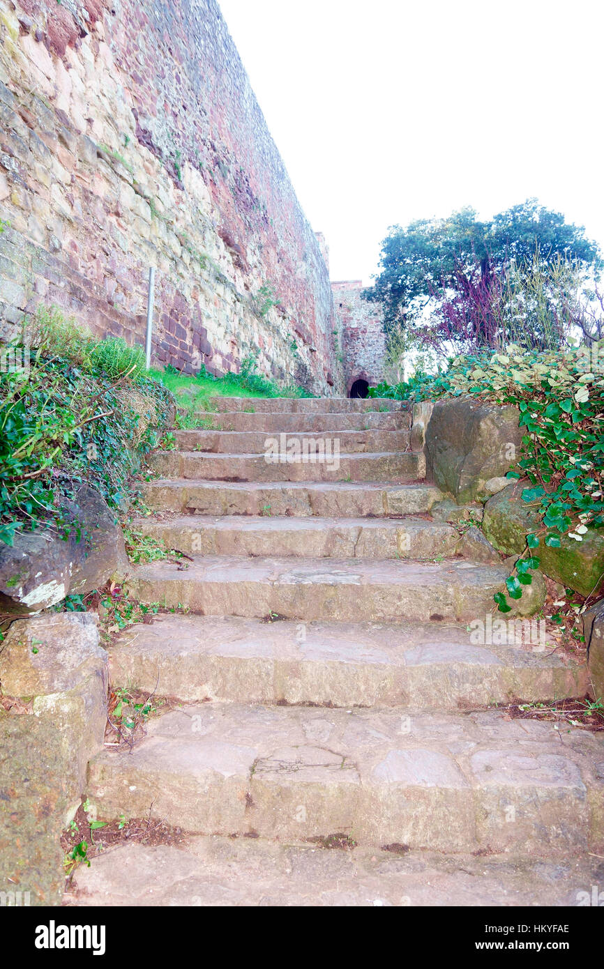EXETER / ROUGEMOUNT CASTLE FROM THE GARDENS THE STEPS LEADING TO THE ...