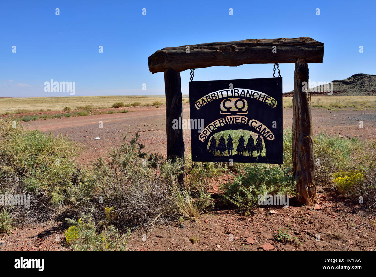 Sign for Babbit Ranches CO Bar Ranch, Spider Web Camp which holds ...