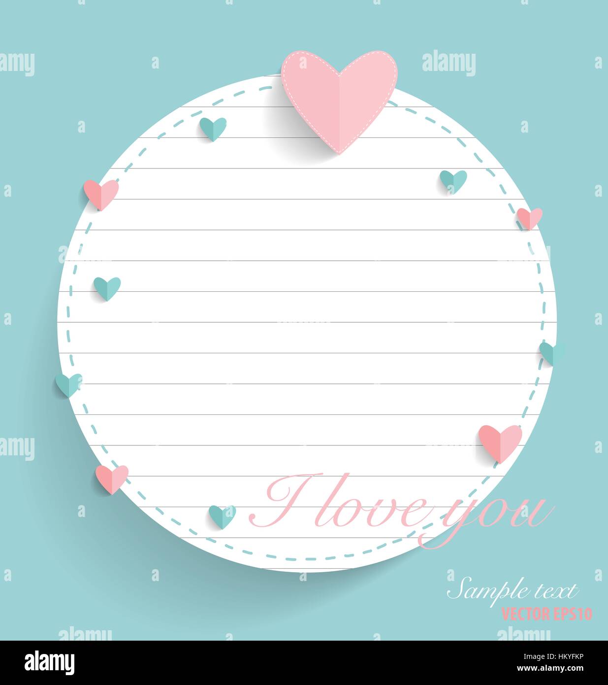 Cute note paper with hearts. Vector illustration Stock Vector Image ...