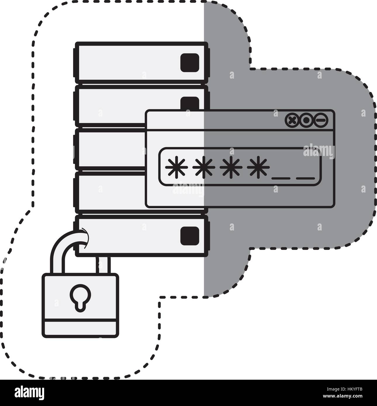 sticker silhouette file cabinet with padlock and password text box ...