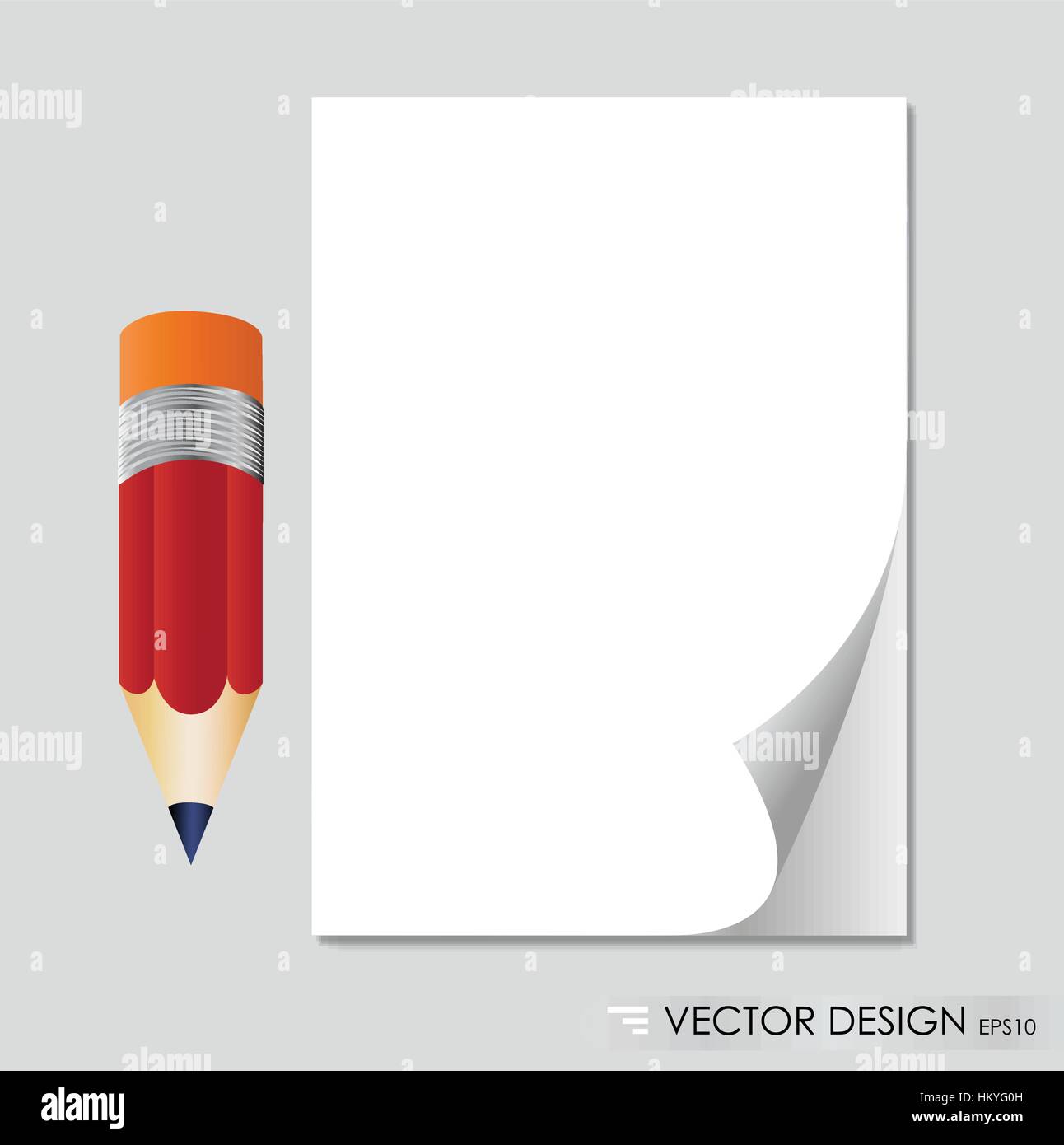 Pencil and white paper, ready for your message. Vector illustration ...