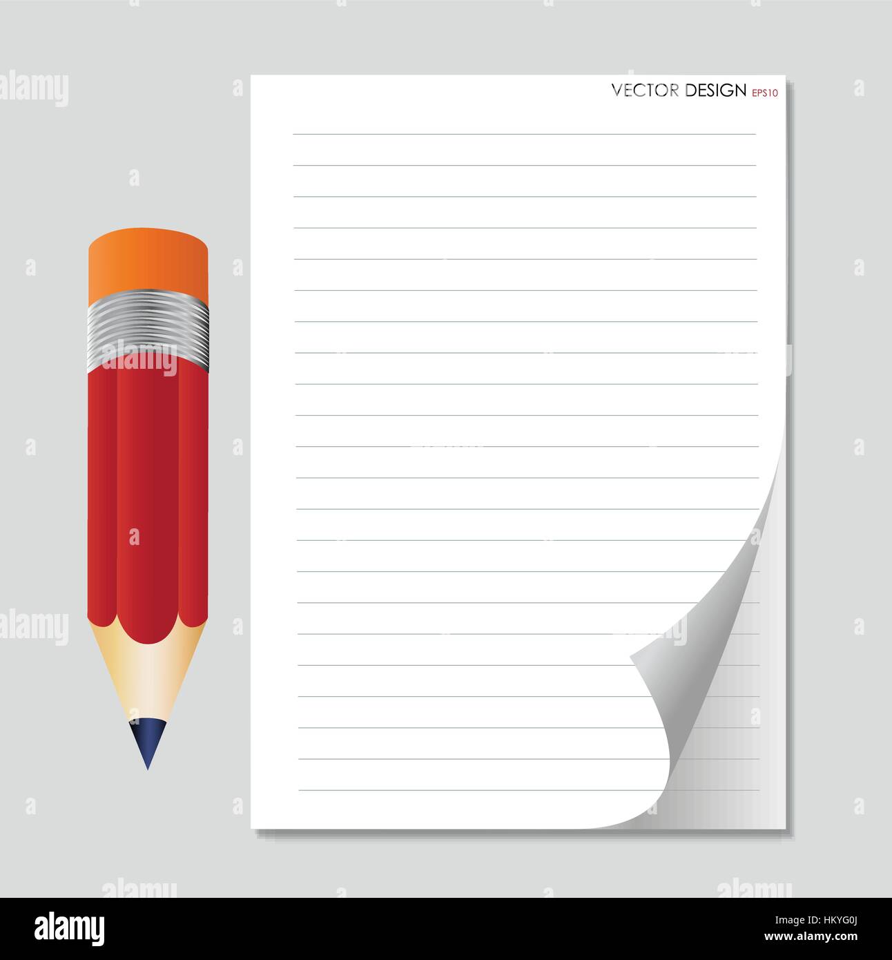 Pencil and white paper, ready for your message. Vector illustration ...