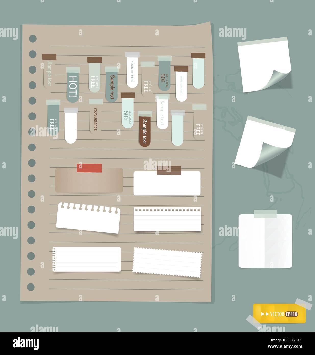 Set of various note papers, ready for your message. Vector EPS10 Stock ...