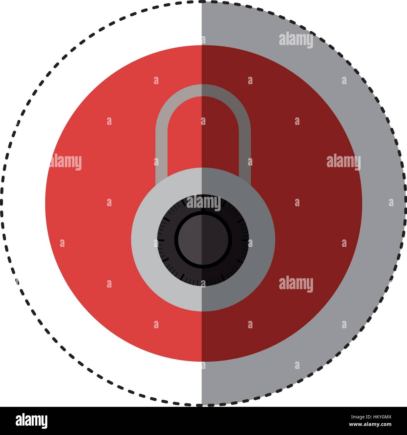 colorful sticker circular border with padlock with circular body and ...