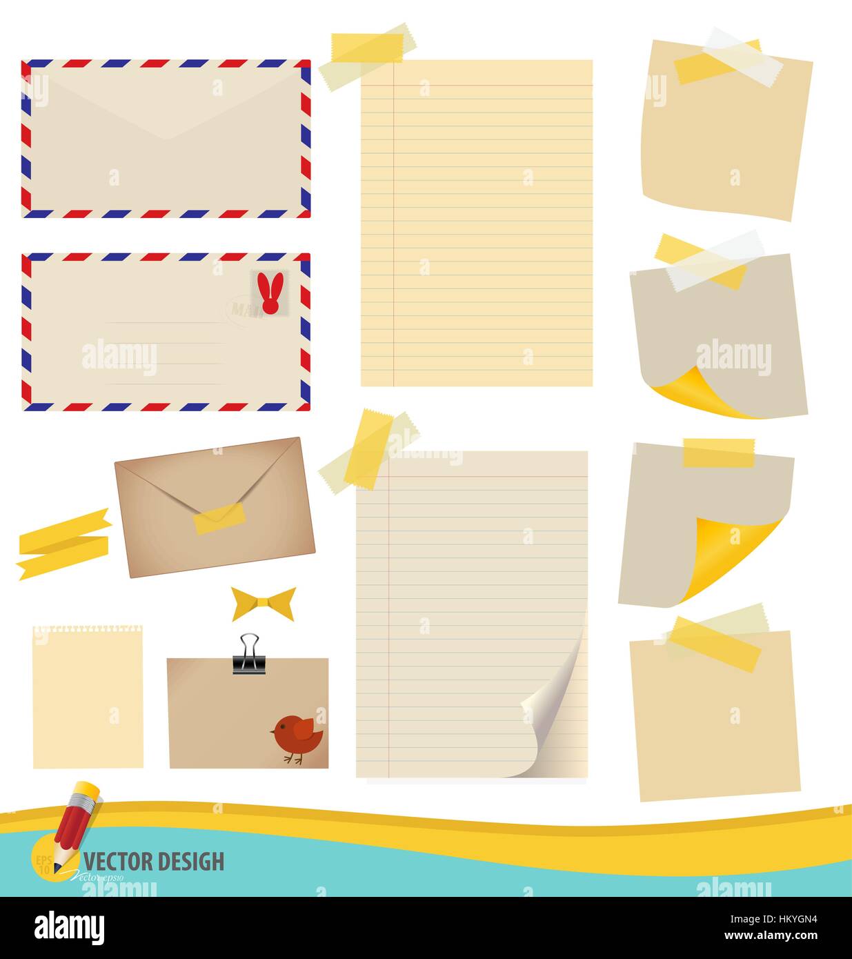 Collection of various note papers, ready for your message. Vector ...