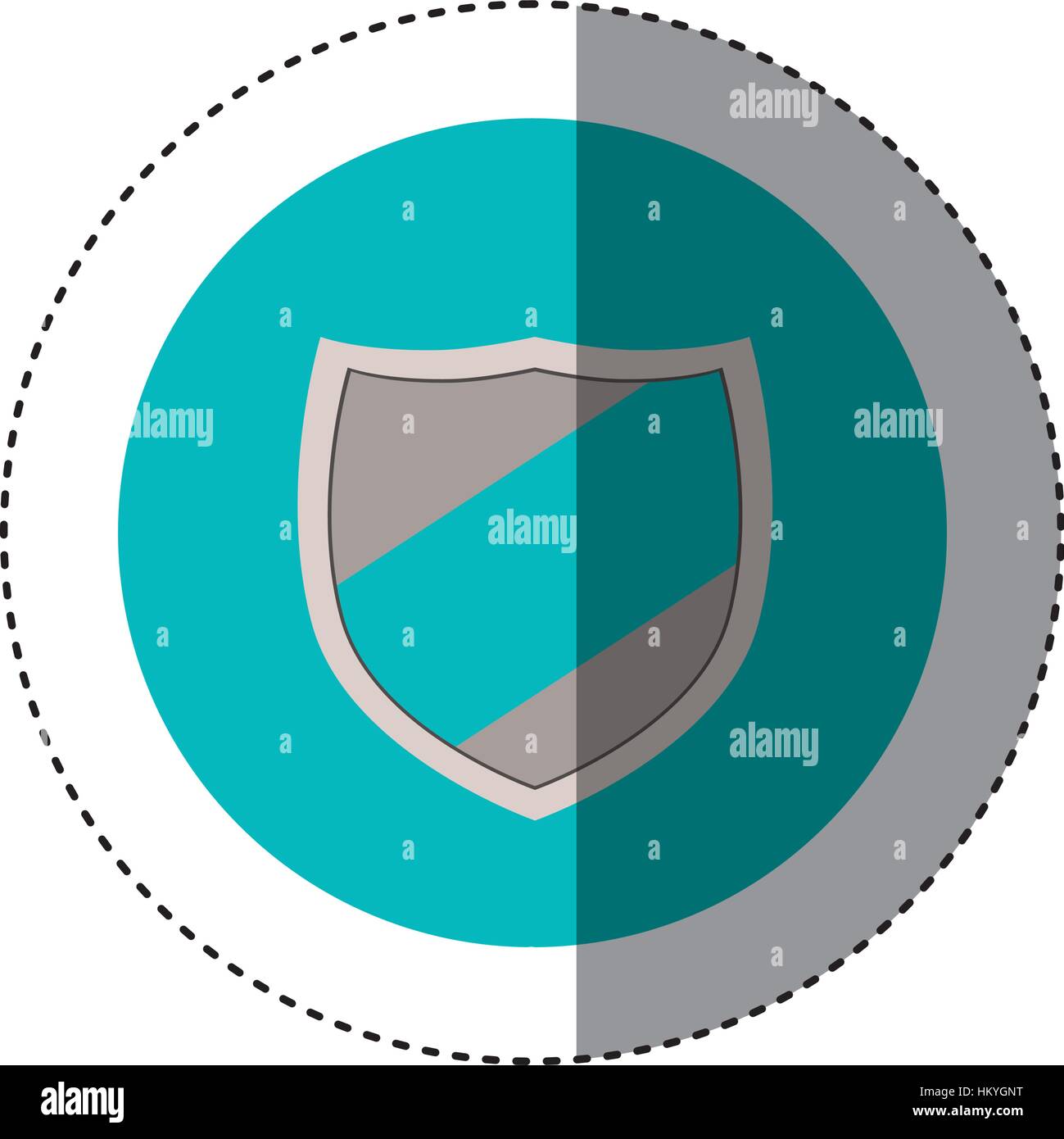 colorful sticker circular border with shield with blue striped vector ...