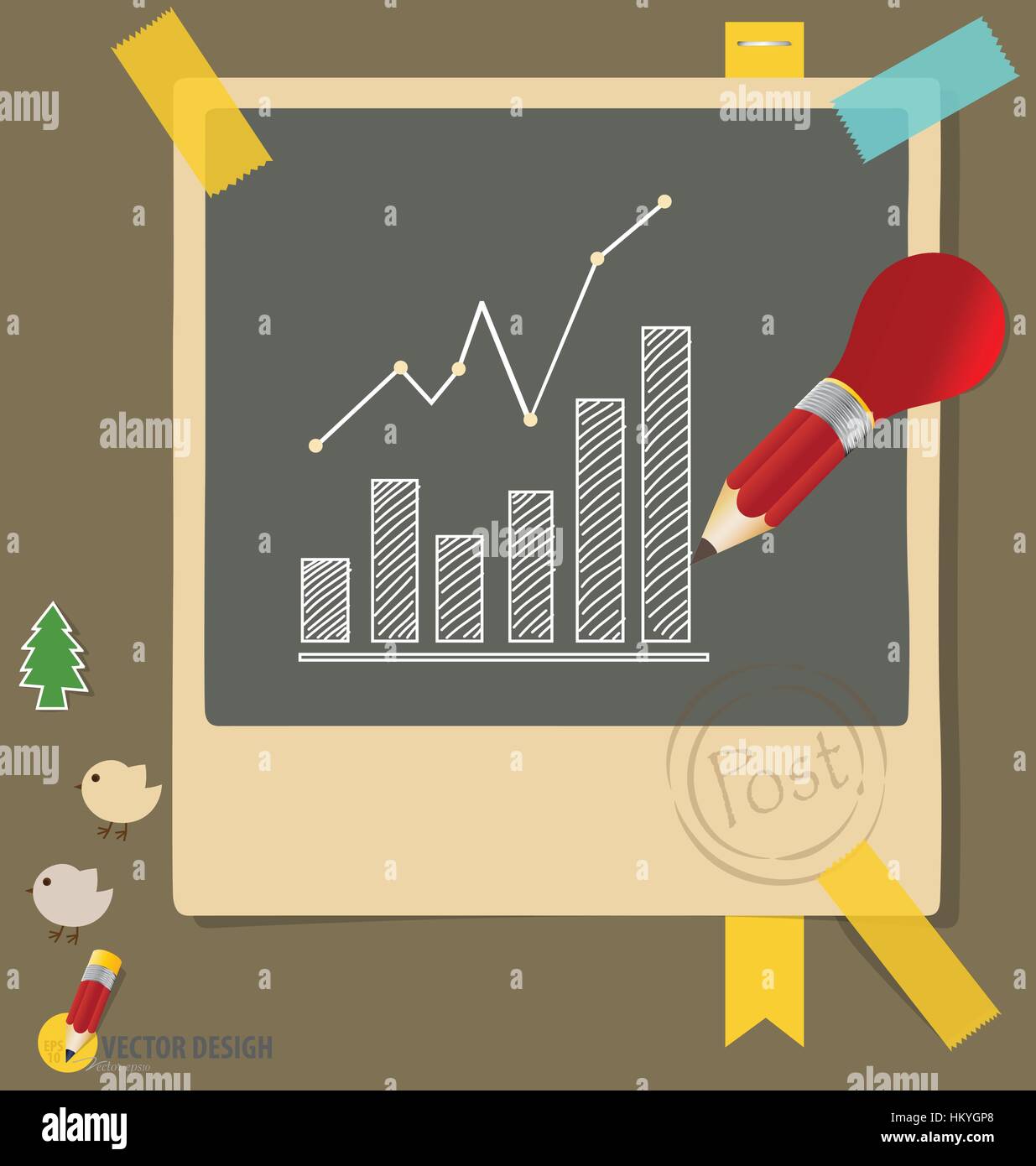 Note papers with drawing graphs. Vector illustration Stock Vector Image ...