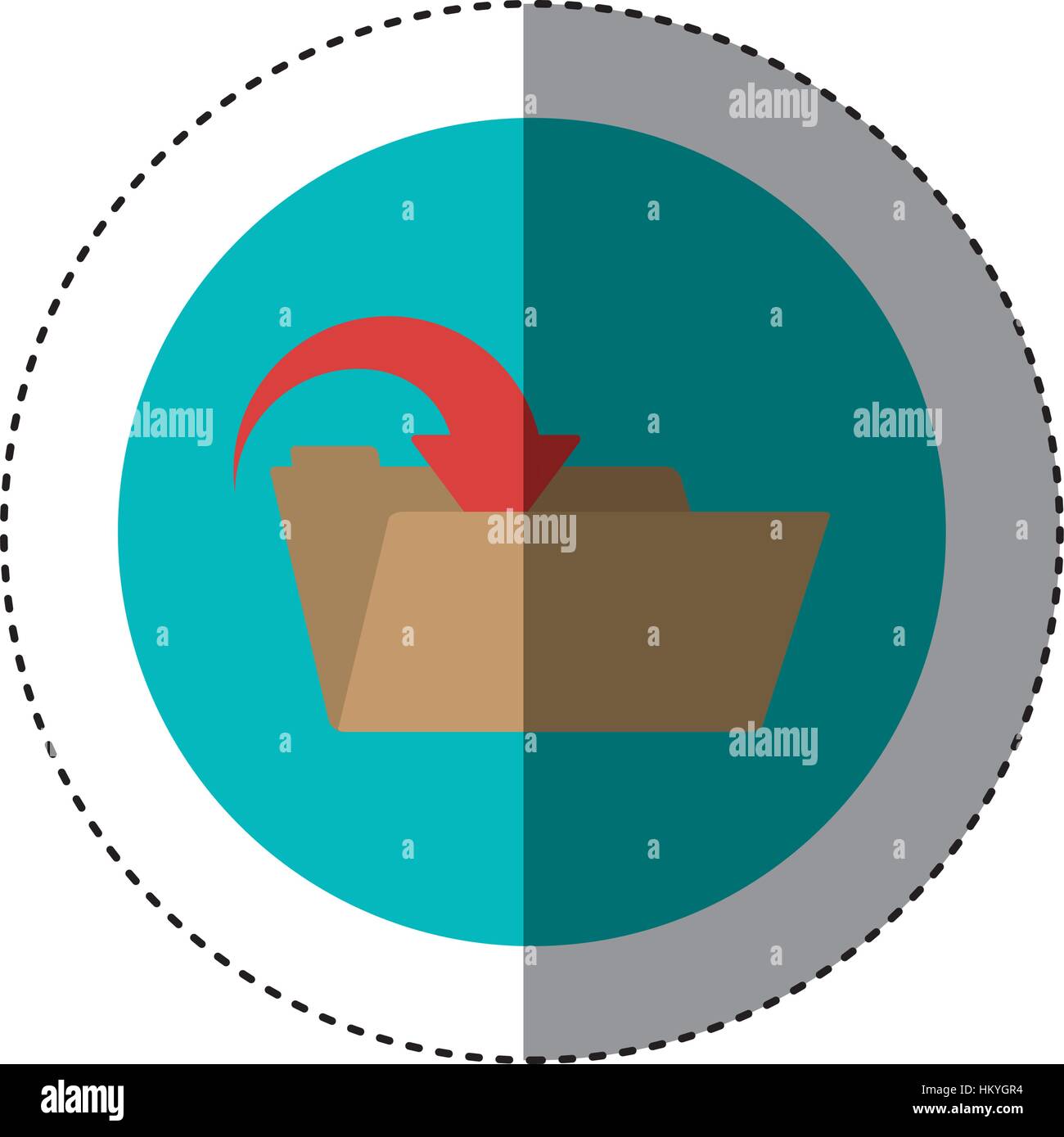 colorful sticker circular border with folder with arrow inside vector ...