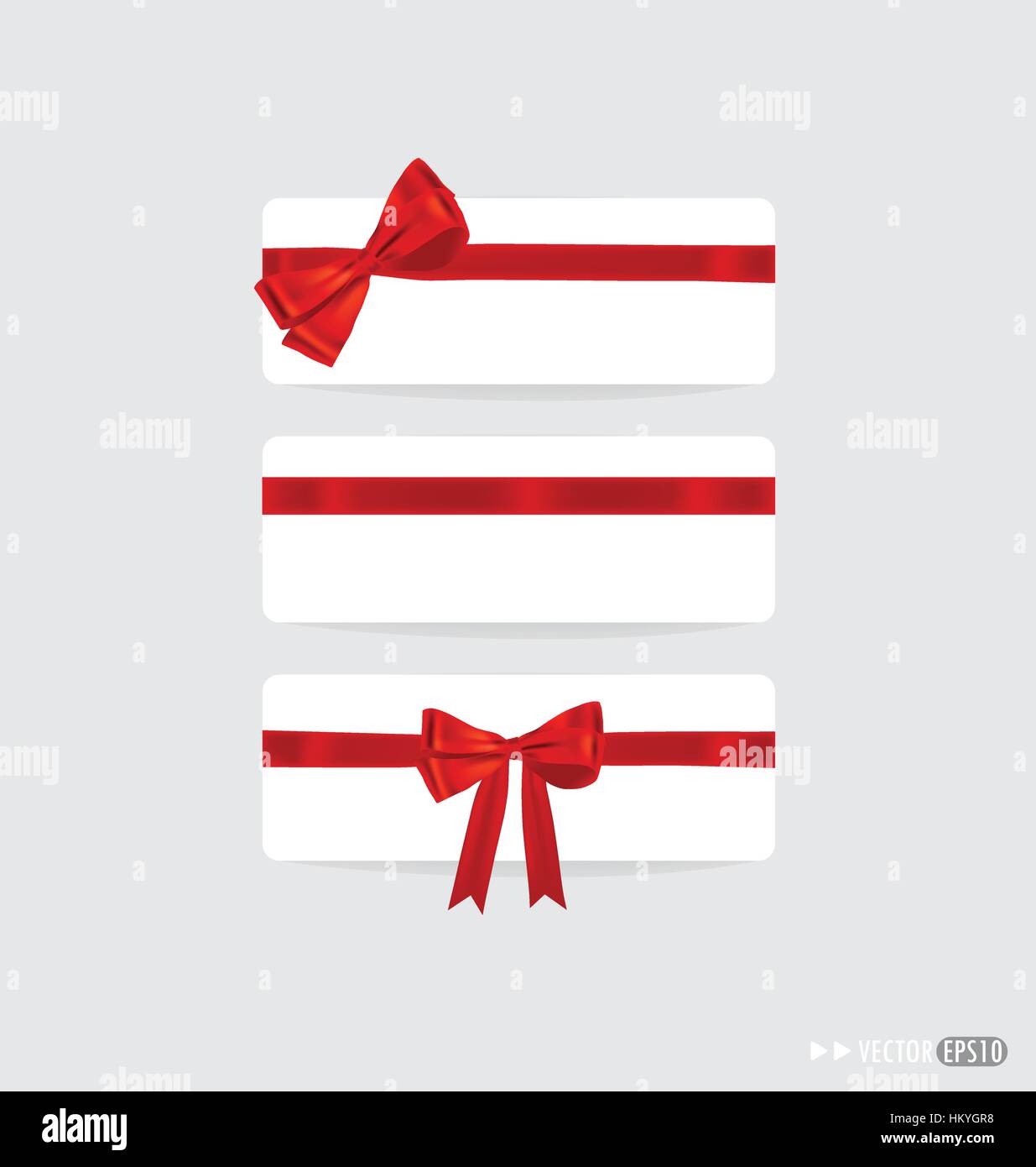 Collection of note papers with red ribbons, ready for your message ...