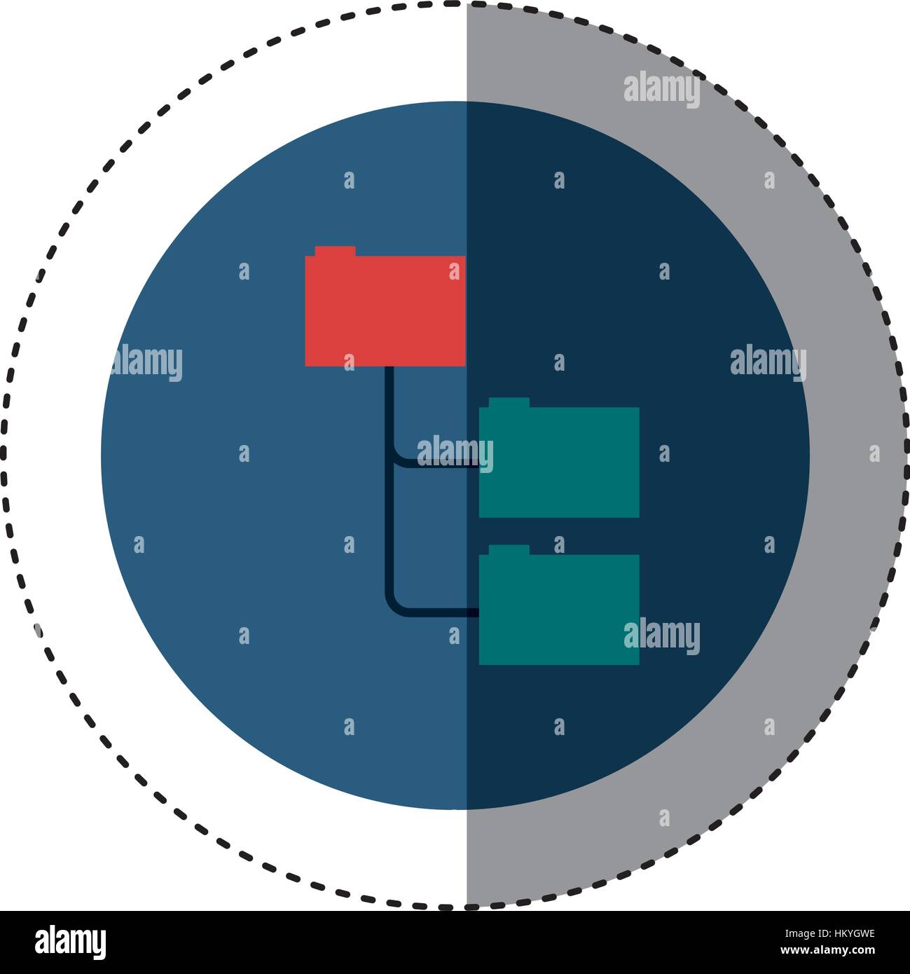 colorful sticker circular border with folders organized in line vector ...