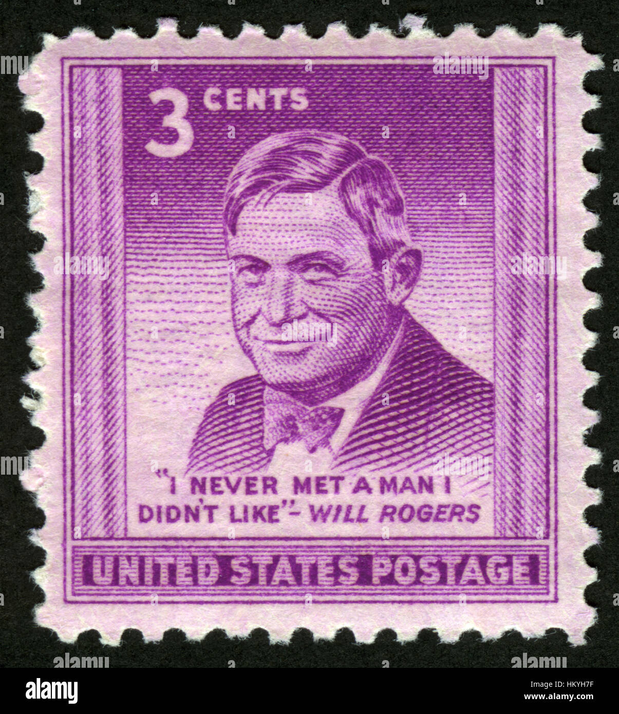 US,circa 1940, postage stamp, Will Rogers, American cowboy, comedian ...