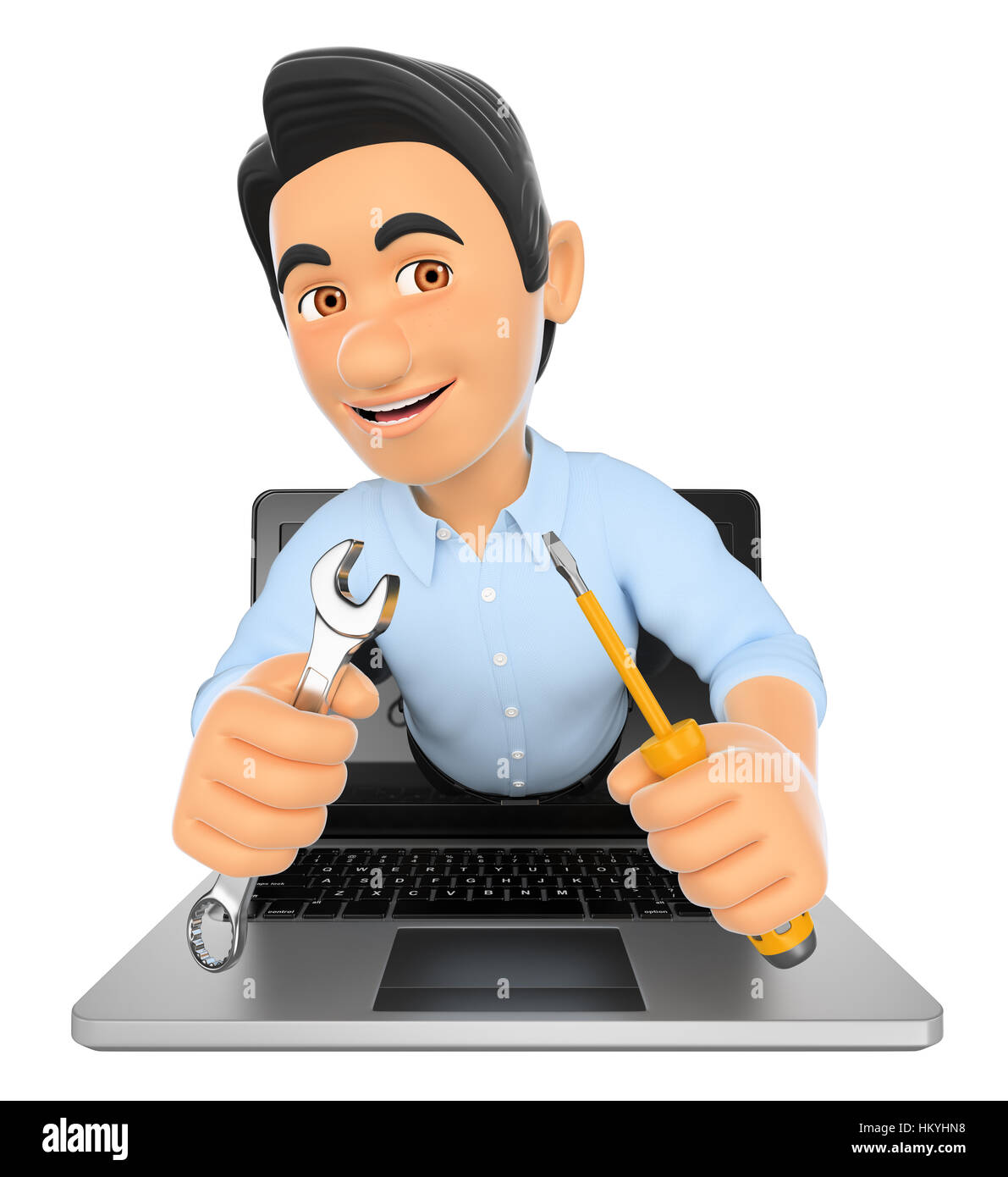 3d working people illustration. Information technology technician ...