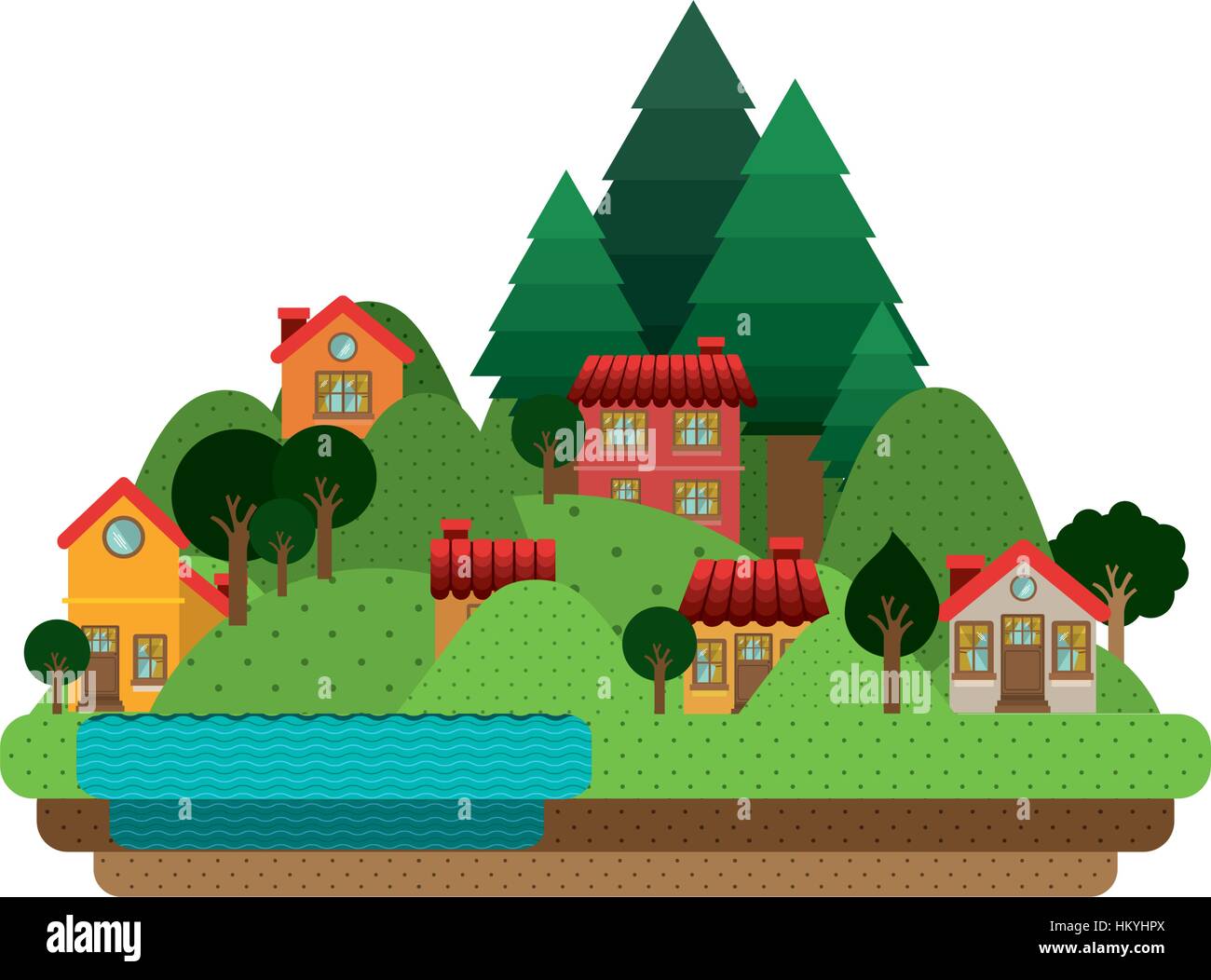 city life background in the forest vector illustration Stock Vector ...