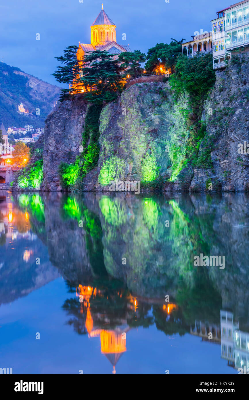 Mtkvari River,Tbilisi at dawn, Georgia, Caucasus, Middle East, Asia ...