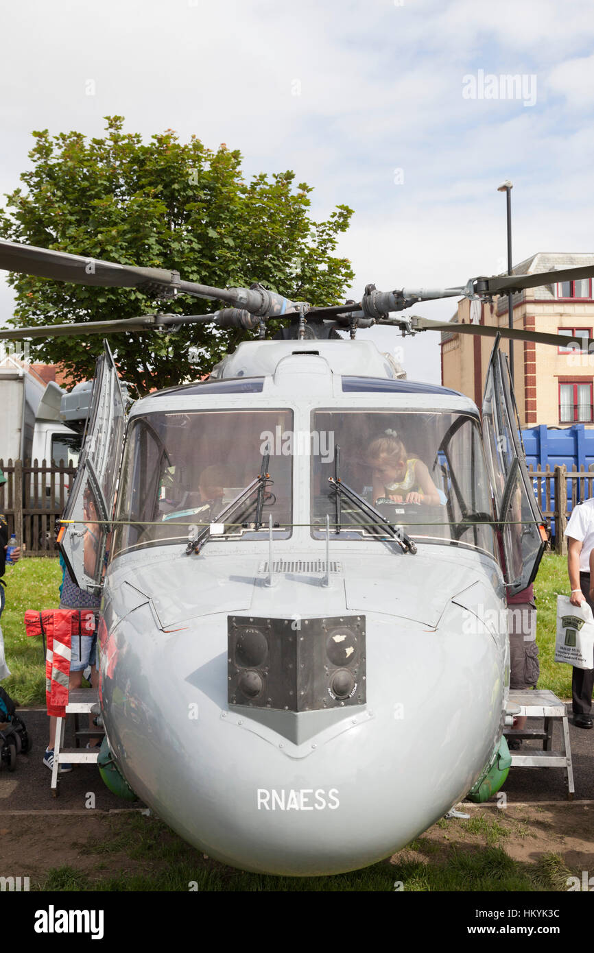 Children inside a Royal Navy Westland Lynx Helicopter at Sunderland ...
