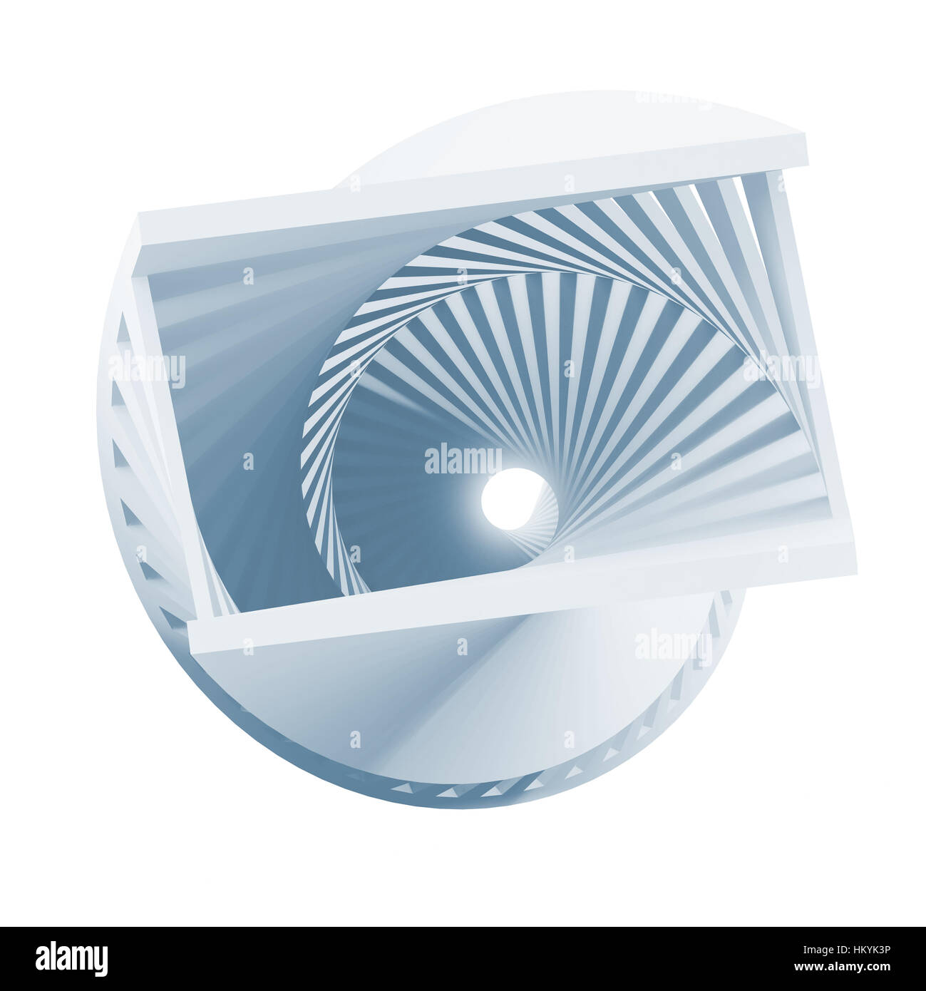Abstract blue helix object isolated on white background, 3d render ...
