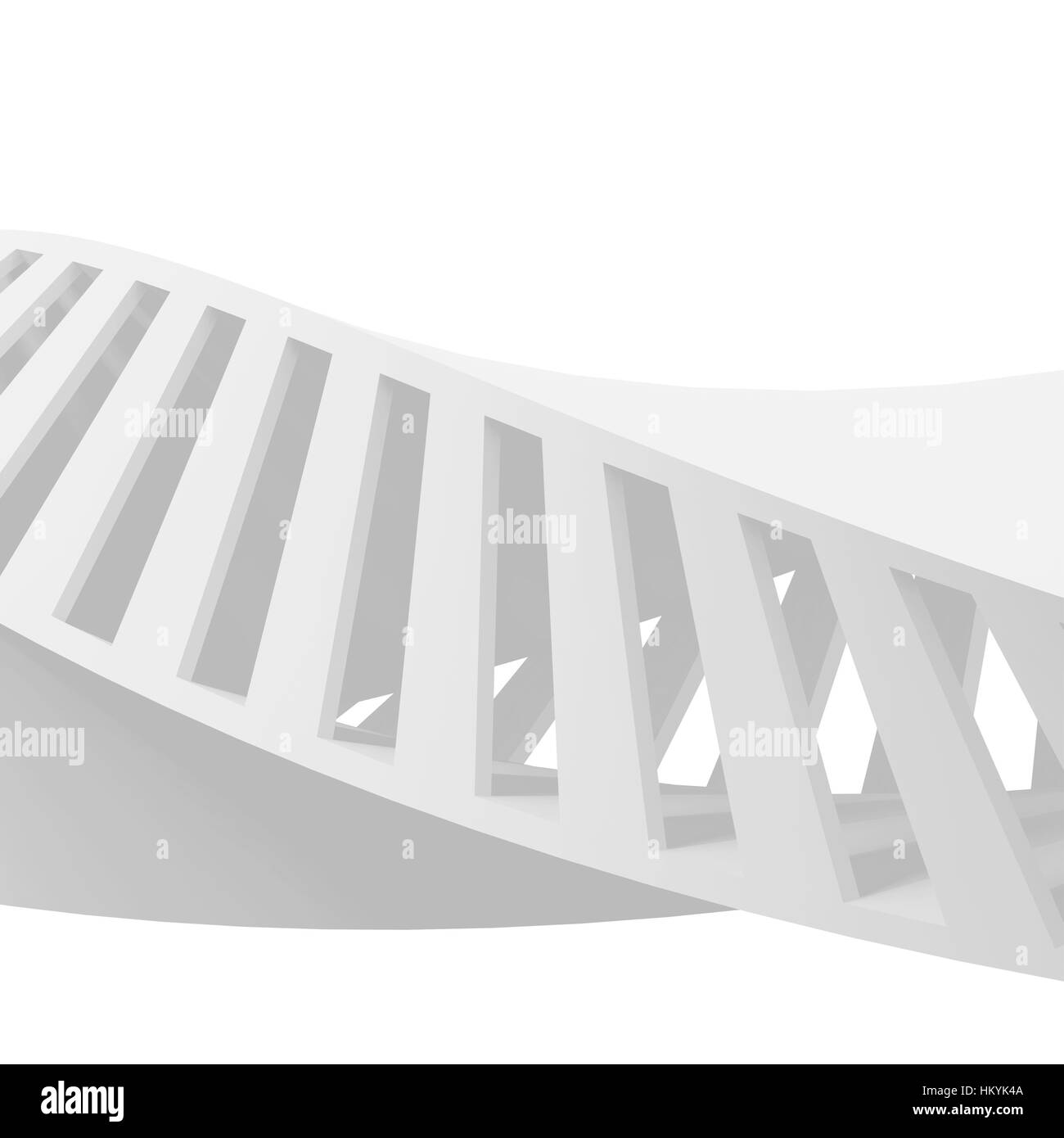 Abstract white spiral structure, helix frame isolated on white ...