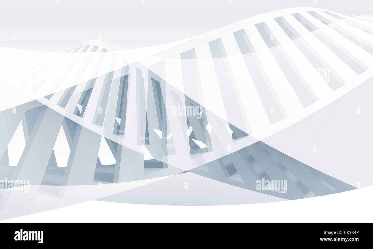 Abstract blue and white spiral structures, helix frames, double ...