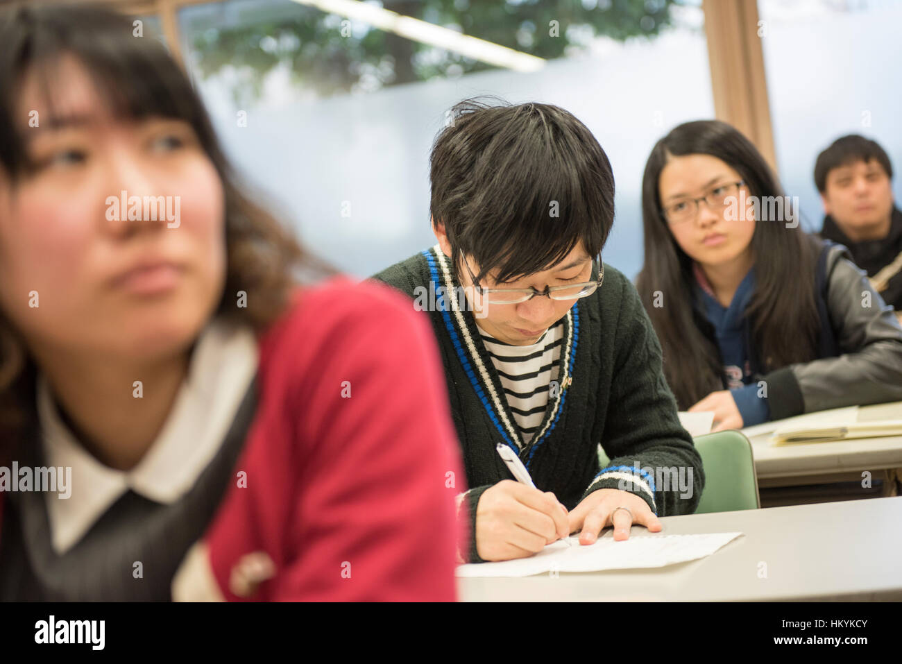 Tokyo, Japan, 2017. Japanese students at Daito Bunka University in ...