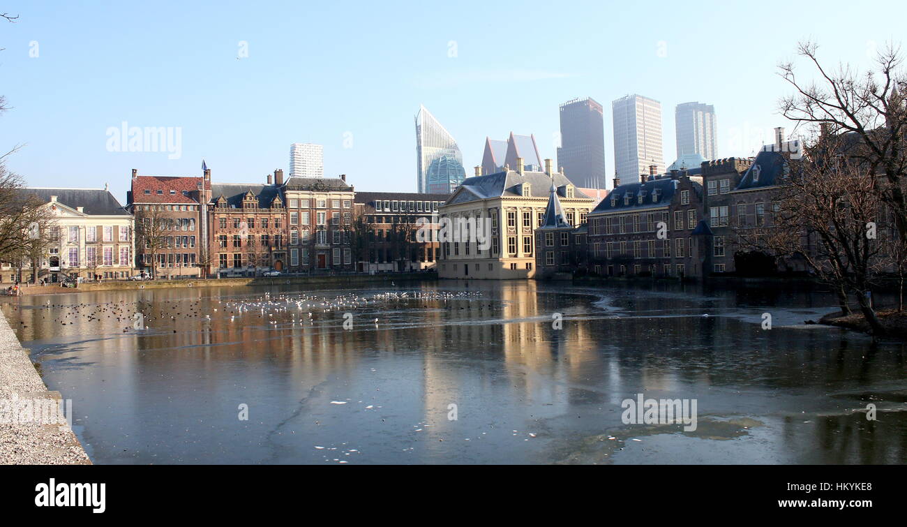 Panorama of skyline of The Hague (Den Haag), Netherlands. Hofvijver ...