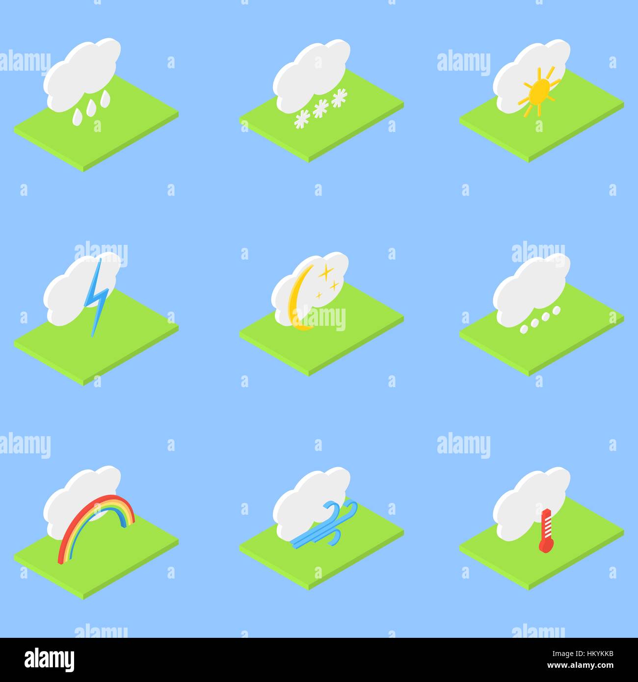 Weather set of isometric icons. Vector illustration Stock Vector Image ...