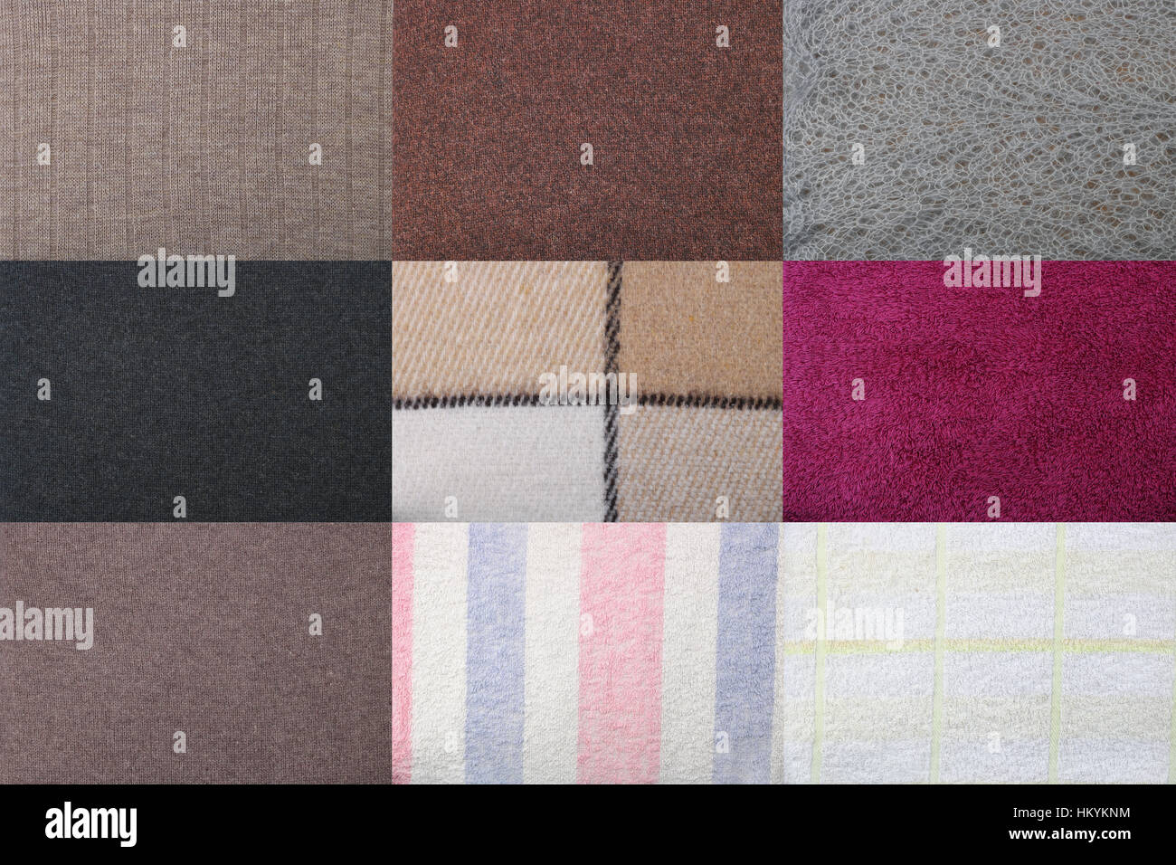 Nine textures from knitted woolen fibers, set 3. Flat bases for ...