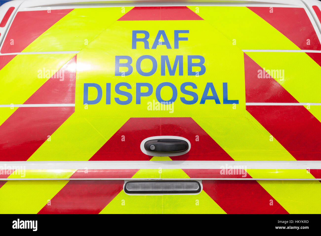 Vinyl graphics on the back of an RAF Bomb Disposal truck Stock Photo ...