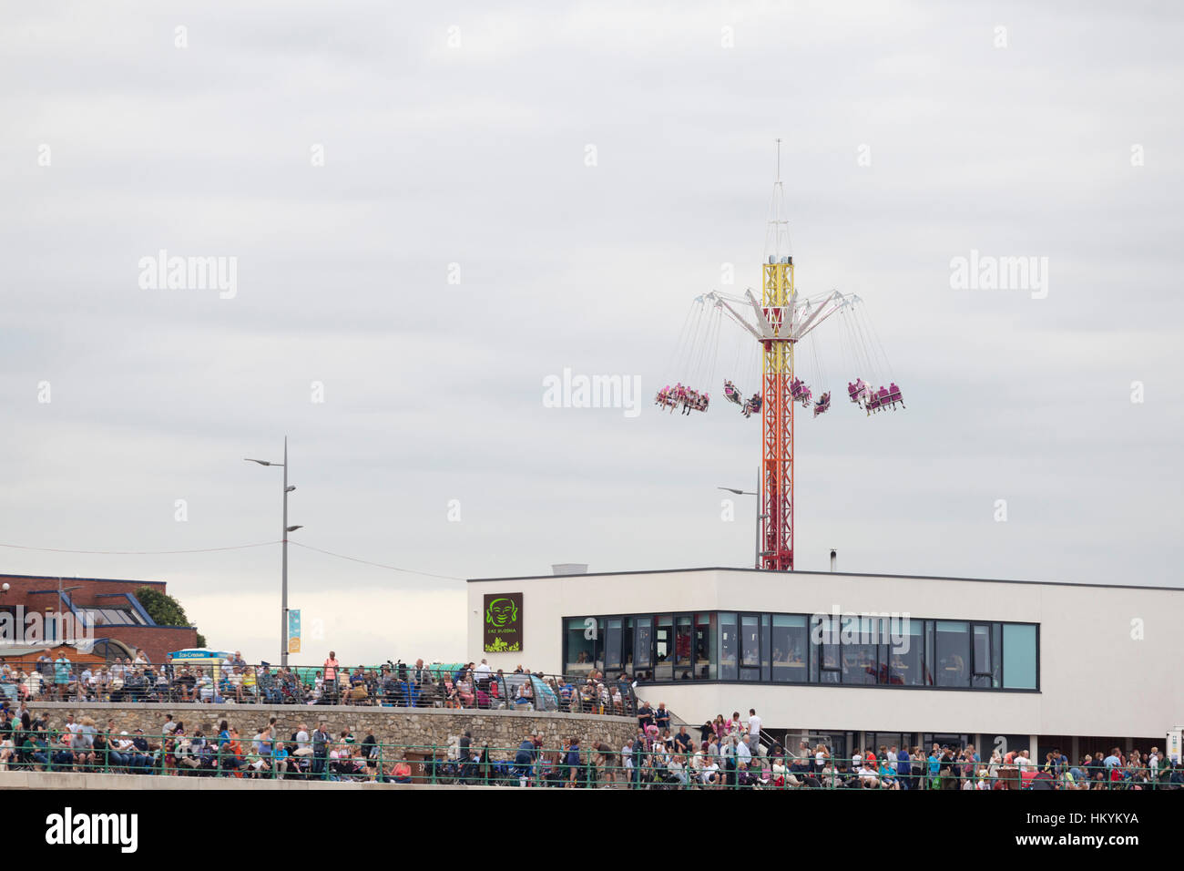 Fun Fair ride in Seaburn Funpark as seen from the beach at Sunderland ...