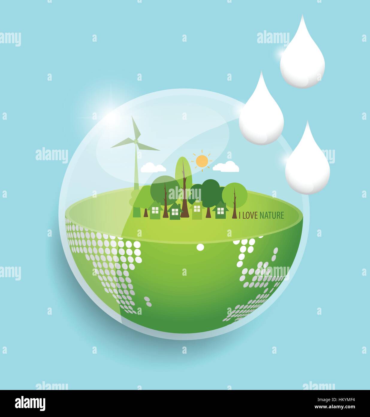 Green Eco Earth with water drop. Vector Illustration Stock Vector Image ...