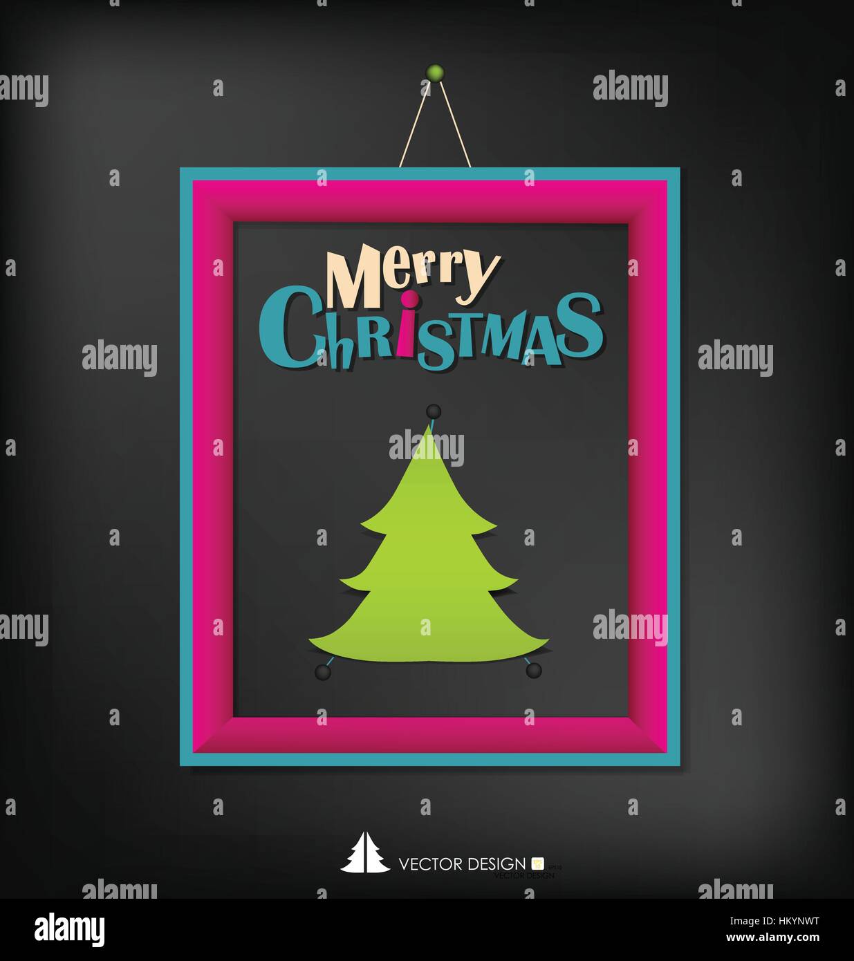 Merry Christmas with christmas tree paper design and modern frame ...