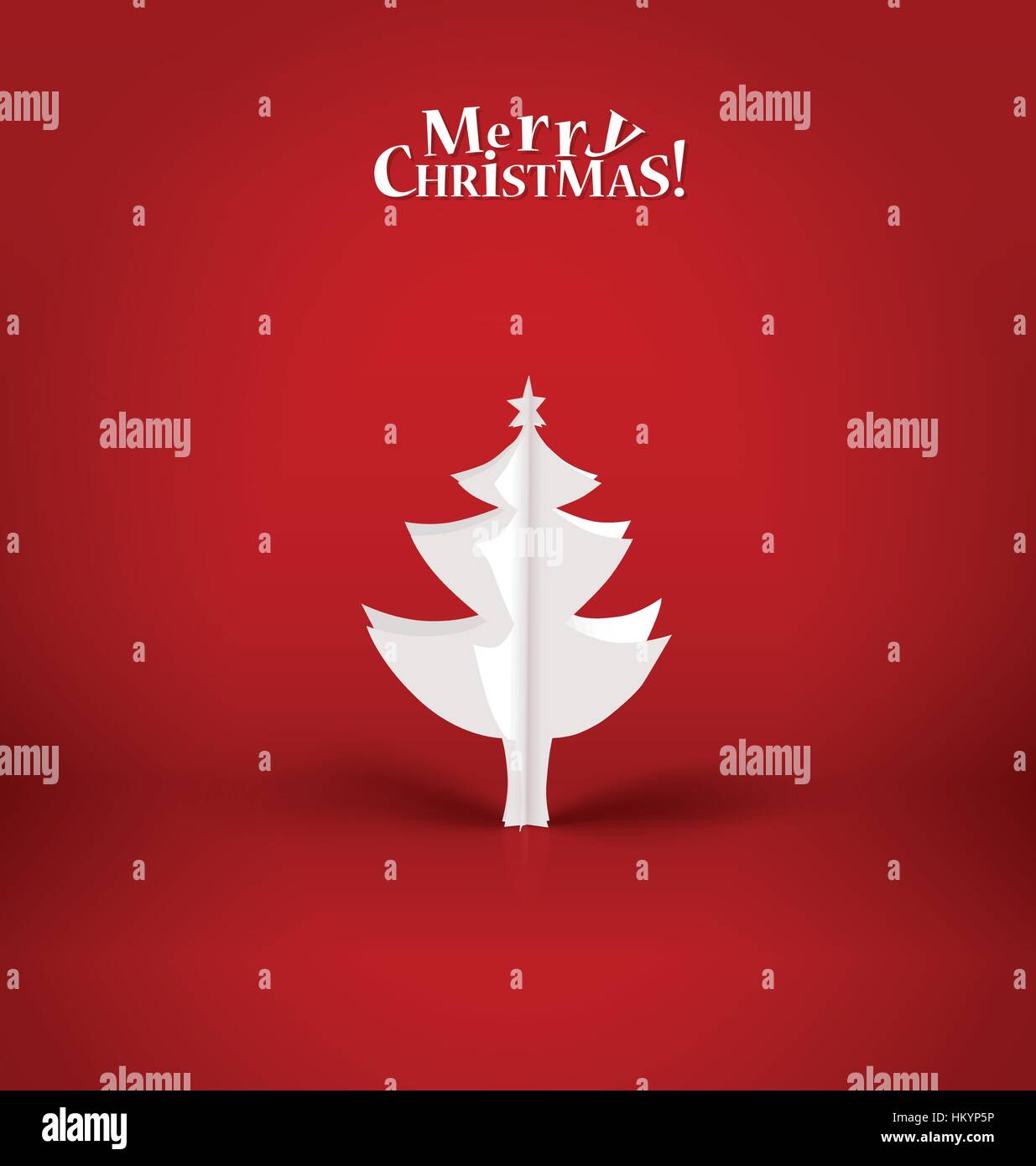 Merry Christmas greeting card with origami Christmas tree, vector ...